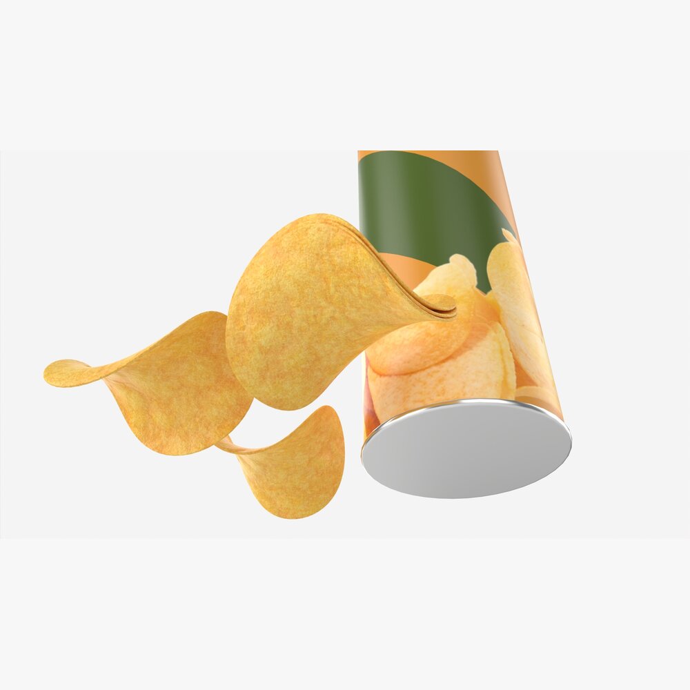 Potato Chips With Tube Packaging 3D model - Download Fast food on ...