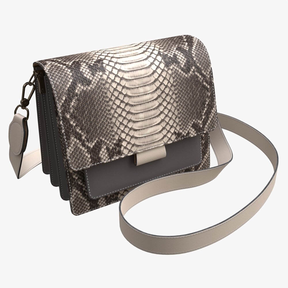 Women Shoulder Bag Leather Snake Skin 3D model - Download Bags on ...