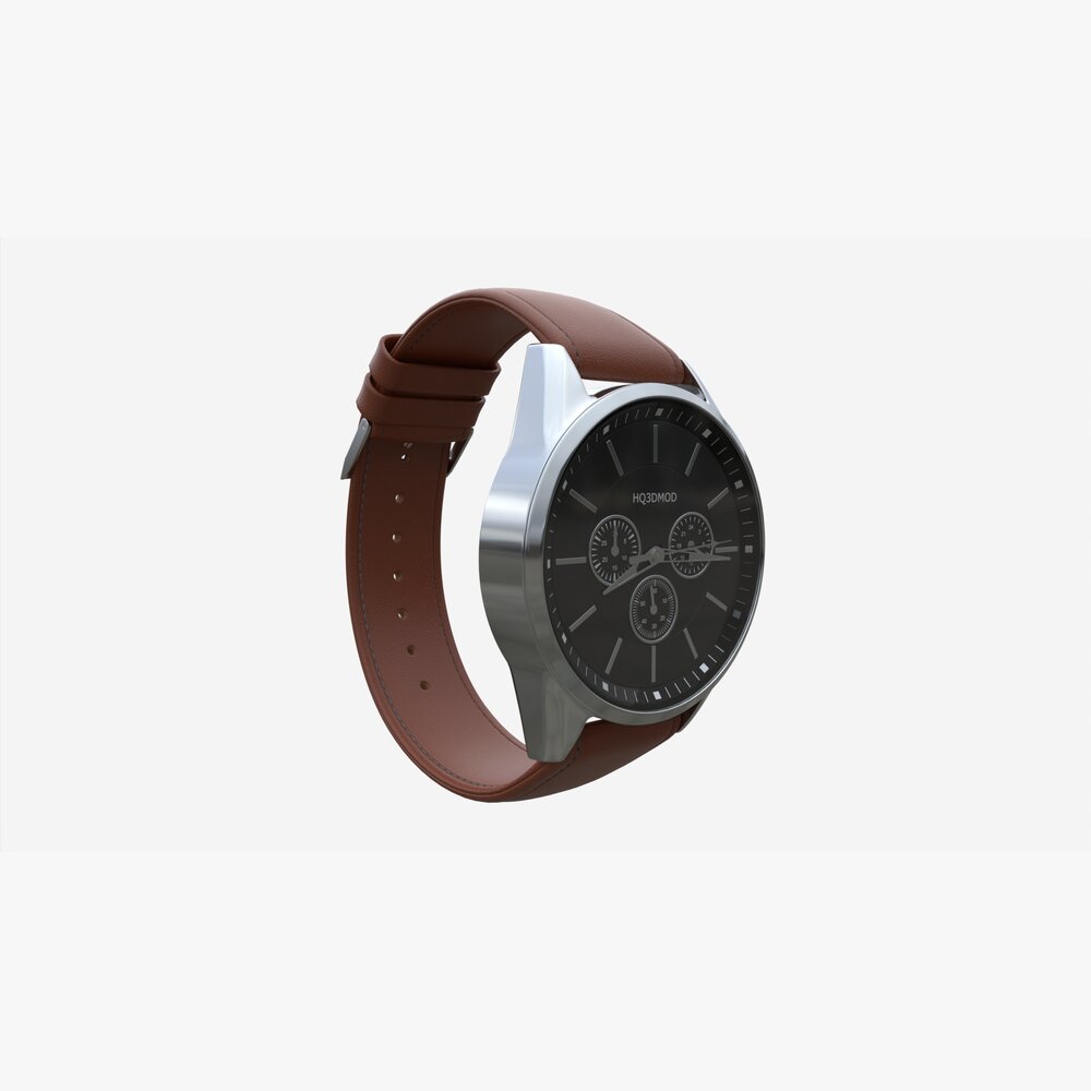 Luxury Chronograph Watch with Brown Leather Band 3D model - Download ...