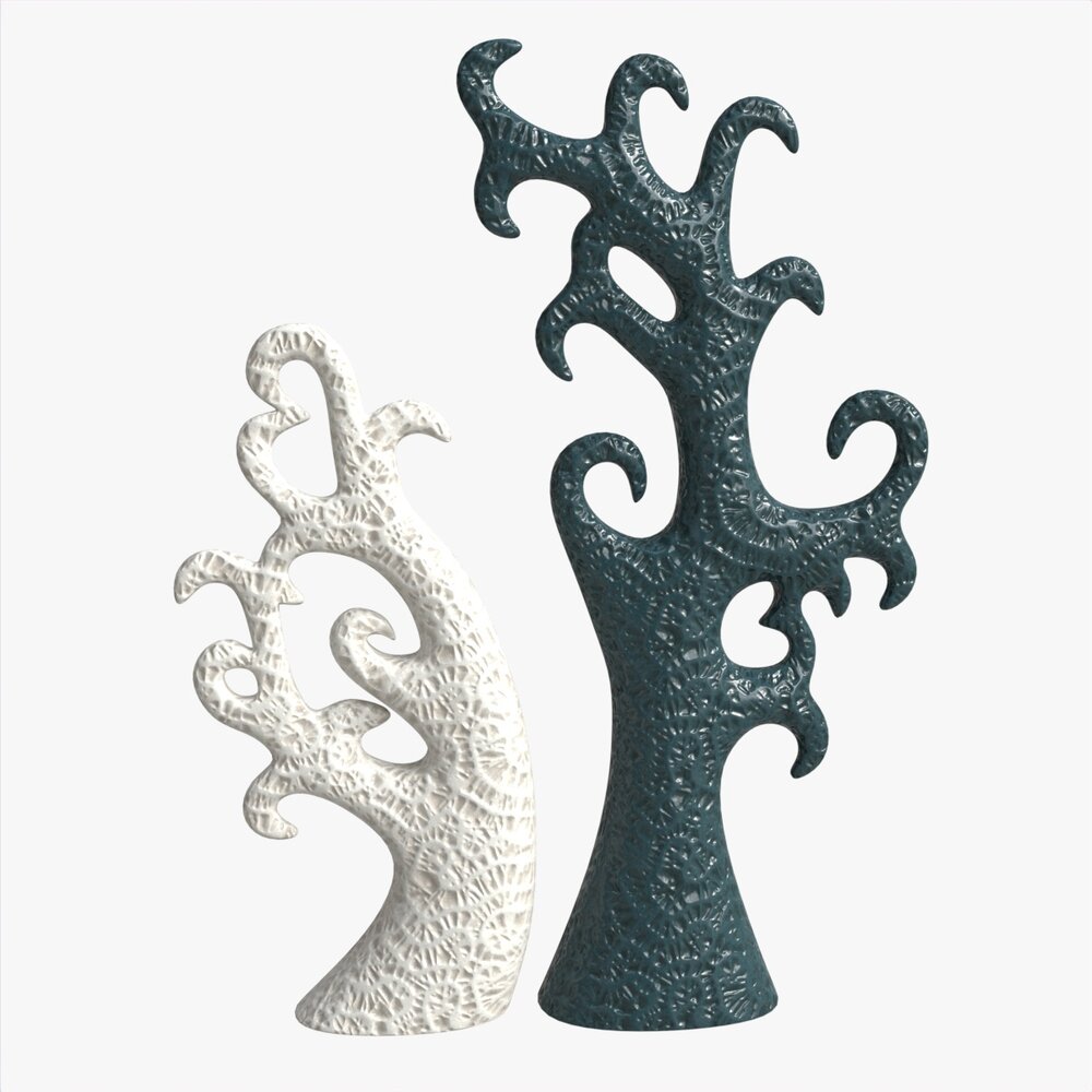 Abstract Tree Ceramic Figurine Set 06 V2 3D model - Download Sculptures ...