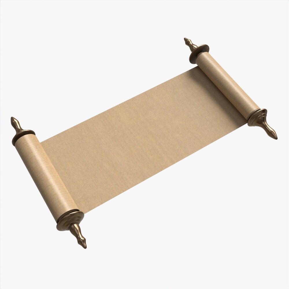 Ancient Scroll With Metal Rods Blank 02 3D model - Download Stationery ...