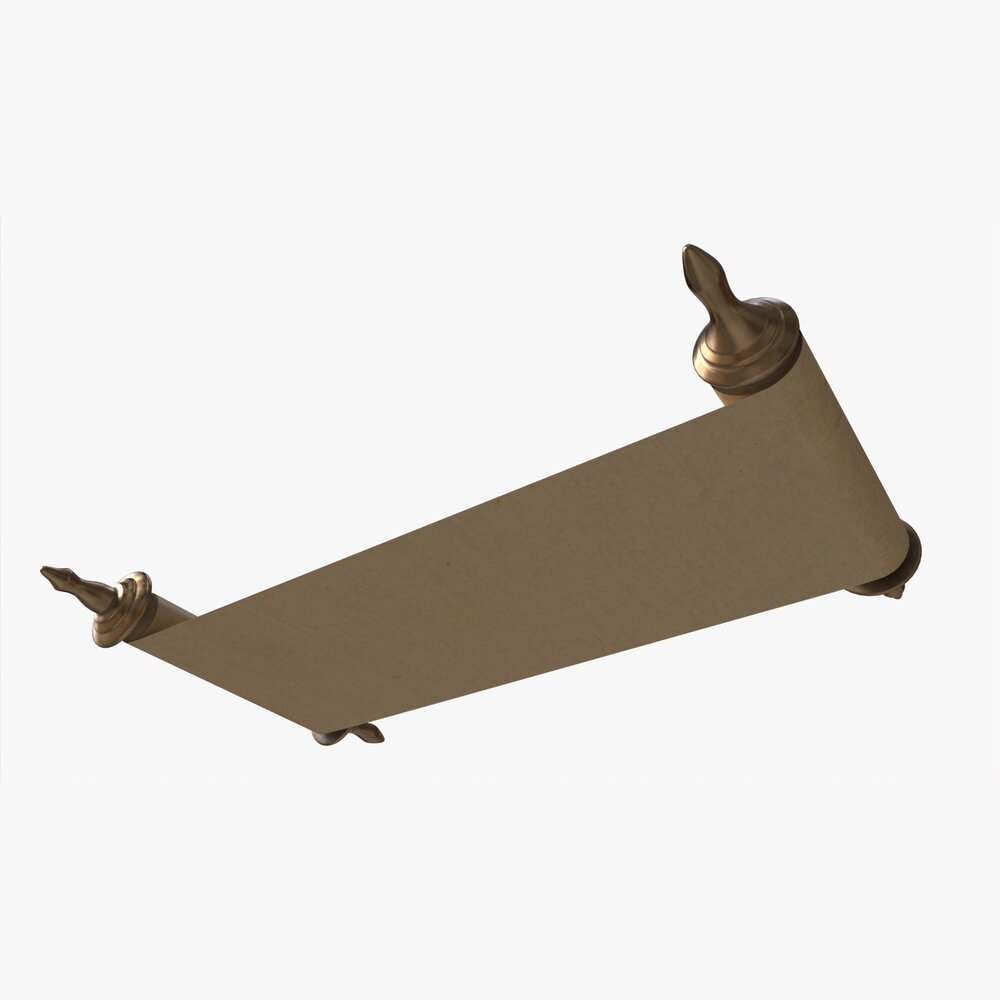 Ancient Scroll With Metal Rods Blank 02 3D model - Download Stationery ...