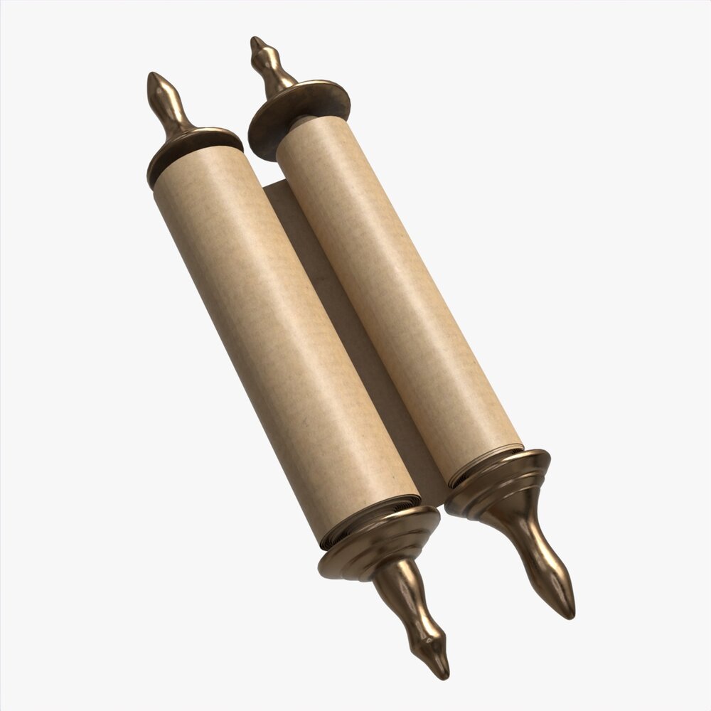 Ancient Scroll With Metal Rods Blank 03 3D模型 - 下载 文具 on 3DModels.org