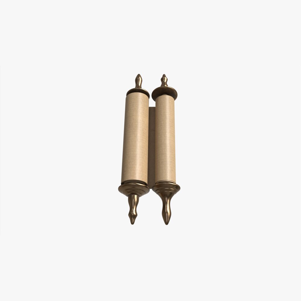 Ancient Scroll With Metal Rods Blank 03 3D model - Download Stationery ...