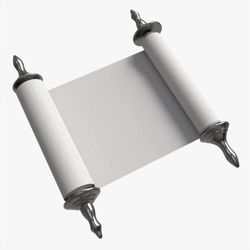 Ancient Scroll With Metal Rods Clean 01 3D model - Download Stationery ...