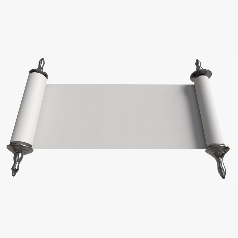 Ancient Scroll With Metal Rods Clean 02 3D model - Download Stationery ...