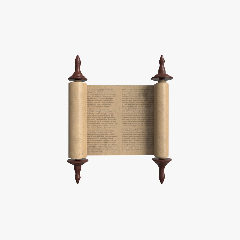 Ancient Scroll With Wooden Rods Old Text 01 3D model - Download ...