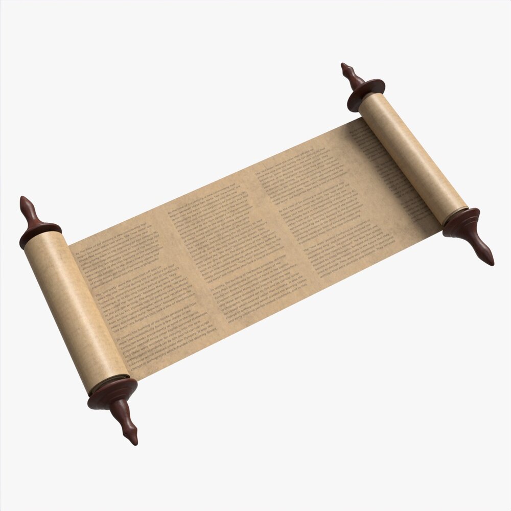 Ancient Scroll With Wooden Rods Old Text 02 3D model - Download ...