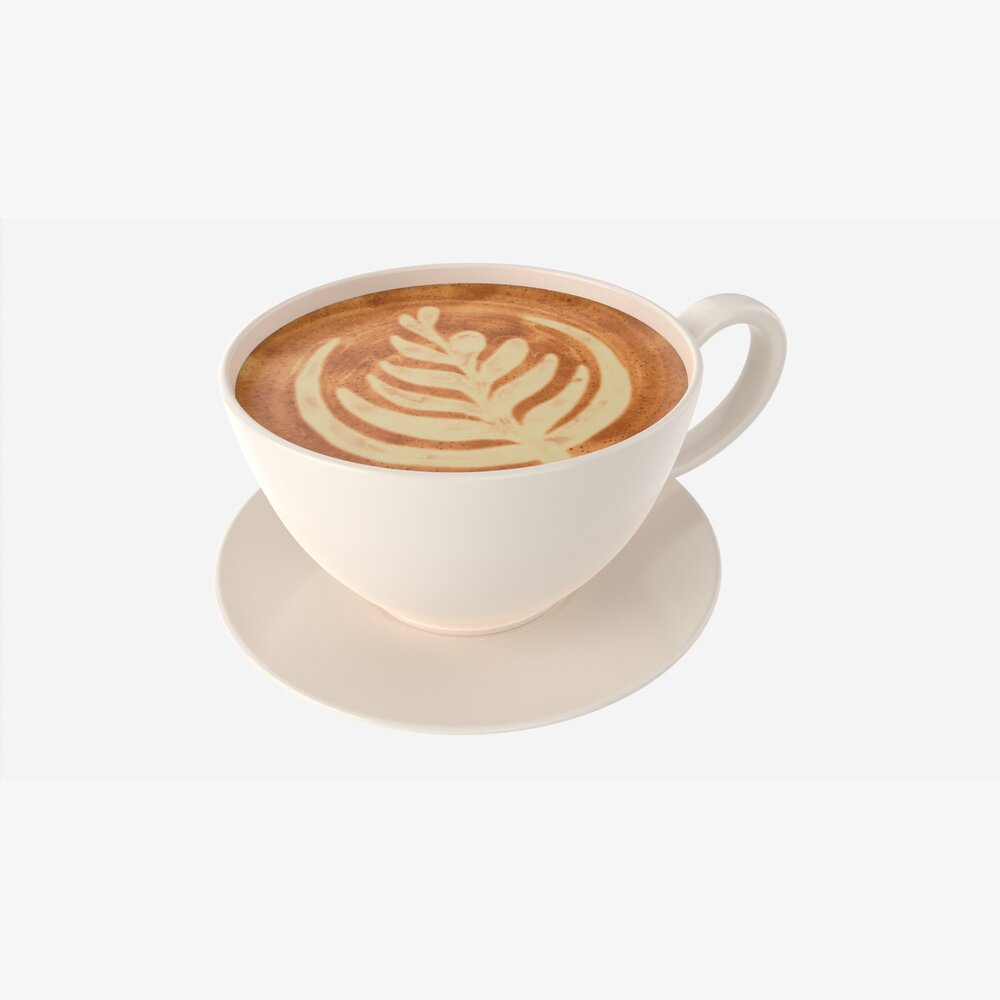 Coffee Latte In Mug With Saucer 01 3D model - Download Bottles, Cans on ...