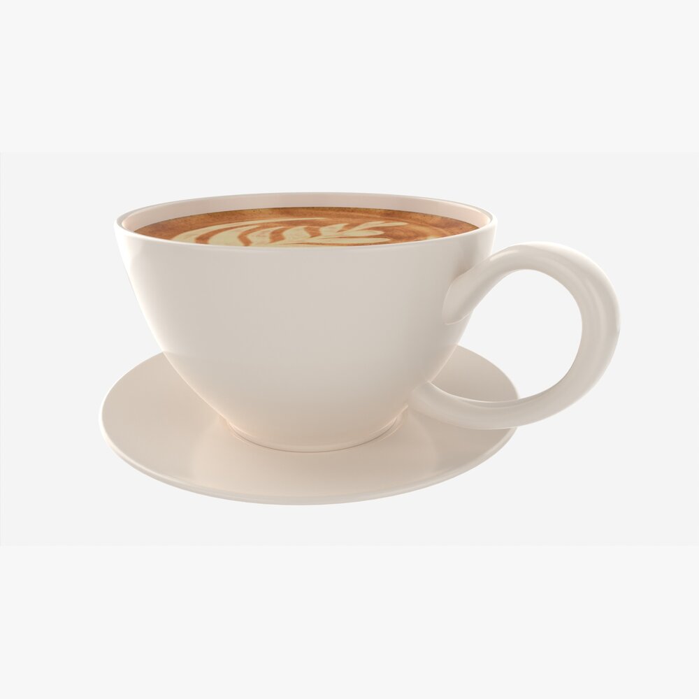 Coffee Latte In Mug With Saucer 01 3D model - Download Bottles, Cans on ...
