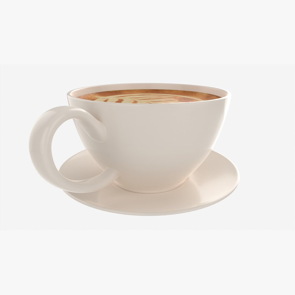 Coffee Latte In Mug With Saucer 01 3D model - Download Bottles, Cans on ...