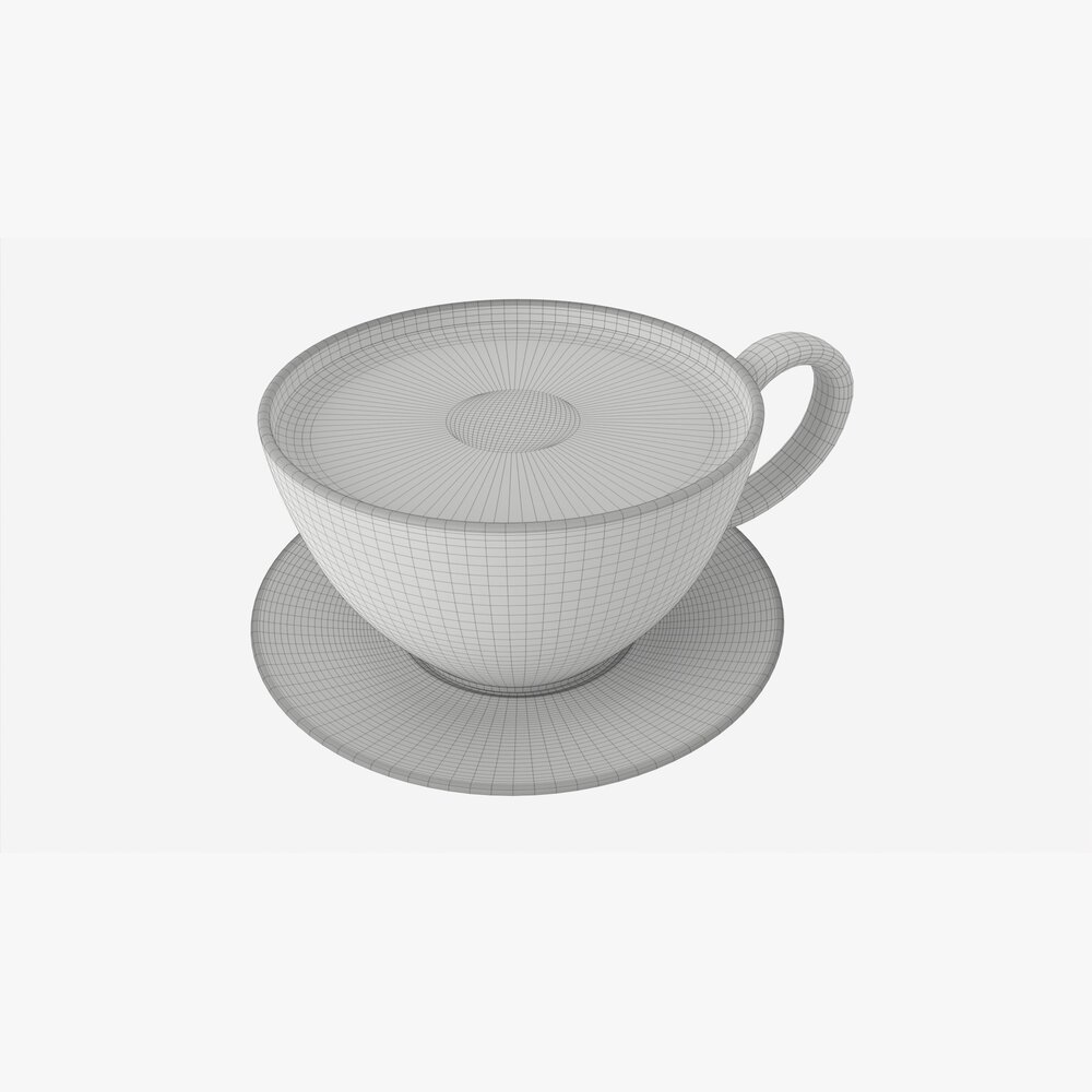 Coffee Latte In Mug With Saucer 03 3D model - Download Bottles, Cans on ...