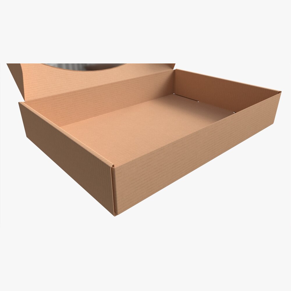 Corrugated Cardboard Box With Window 01 Open 3D model - Download Mockup ...