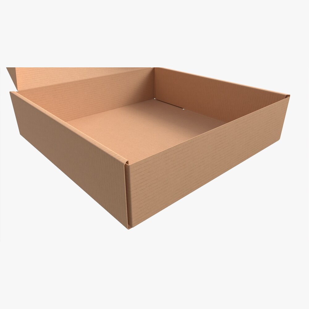 Corrugated Cardboard Box With Window 02 Open 3D model - Download Mockup ...