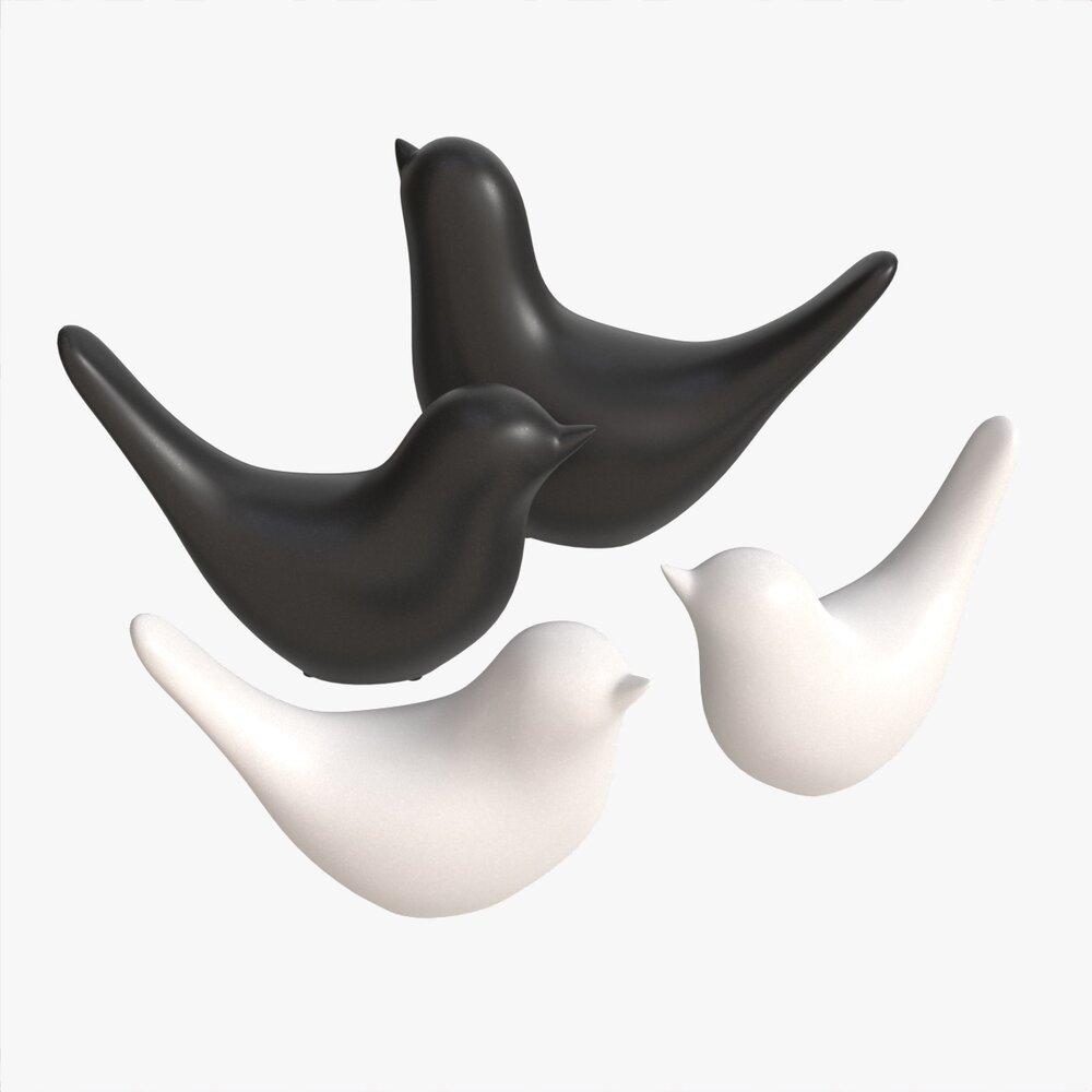 Decorative Ceramic Birds Set 3D model - Download Sculptures on 3DModels.org