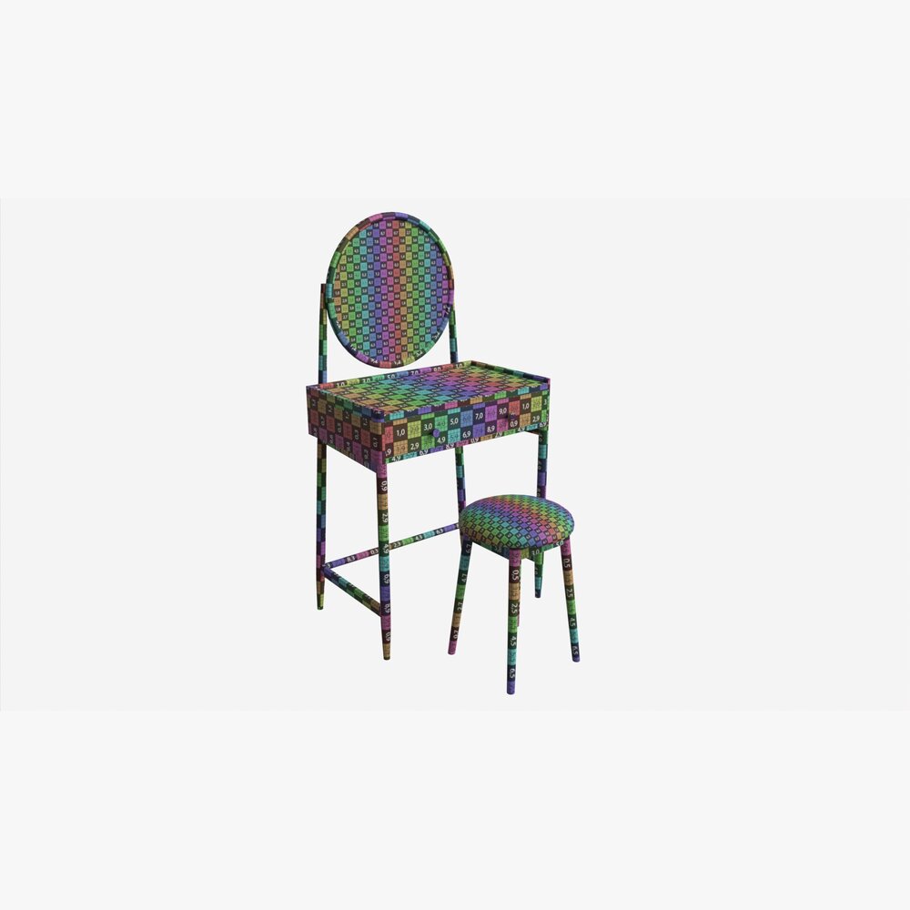 Dressing Table With Stool Ercol Salina 3D model - Download Table on ...