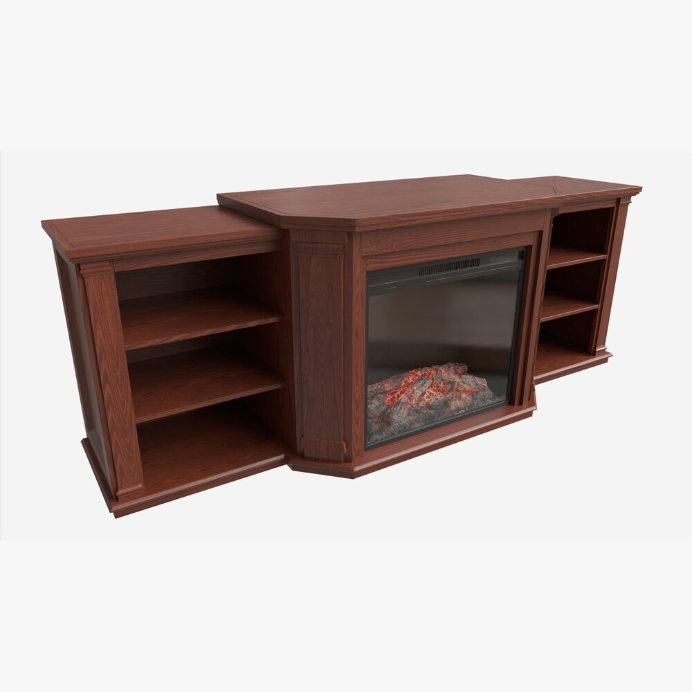 Electric Media Fireplace Wood Valmont 3D model - Download Living Room ...
