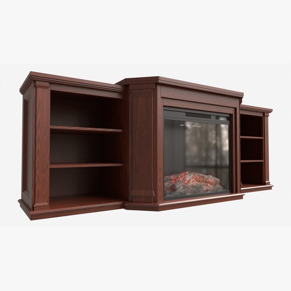 Electric Media Fireplace Wood Valmont 3D model - Download Living Room ...
