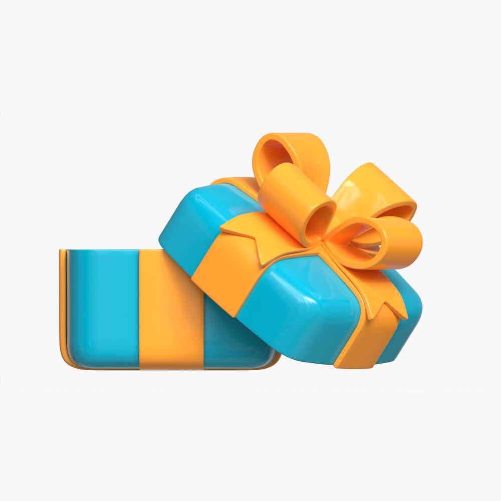 Gift Box With Ribbon Stylized Open 3D model - Download Packaging and ...