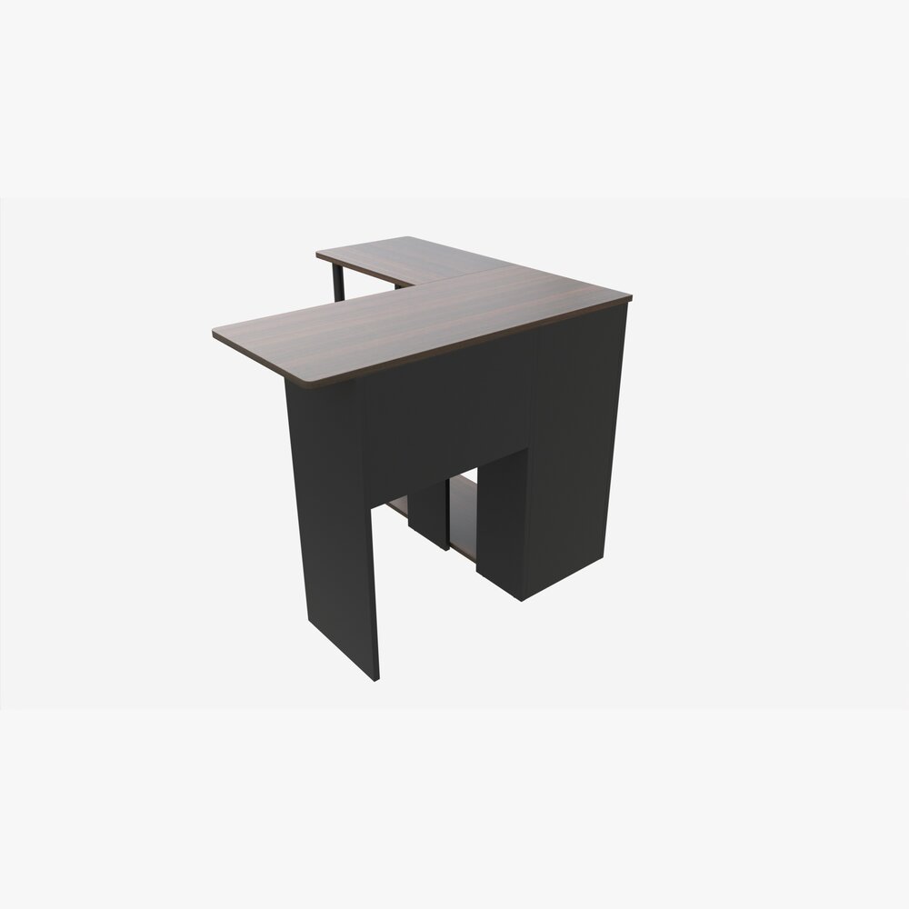 L-shape Desk With Bookshelf 3D model - Download Table on 3DModels.org