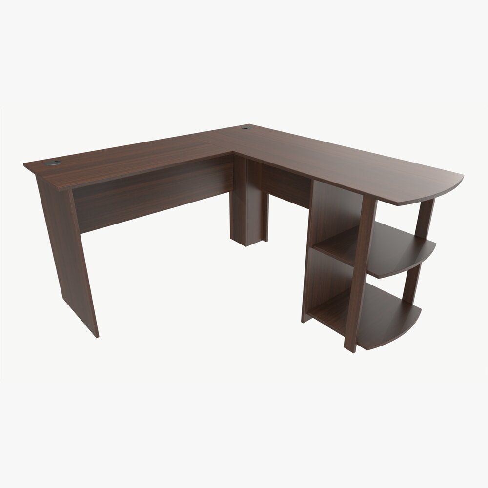 L-shape Desk With Side Bookshelves 3D model - Download Table on ...