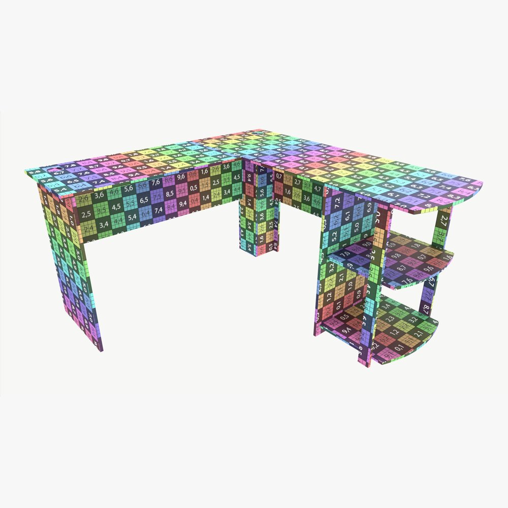 L-shape Desk With Side Bookshelves 3D model - Download Table on ...