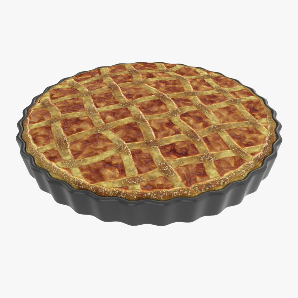 Apple Pie With Plate 02 3D model - Download Dairy, Bakery on 3DModels.org