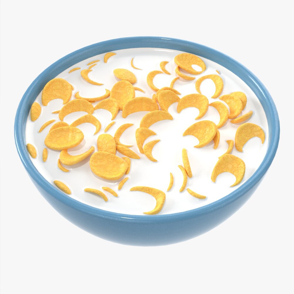 Bowl With Cornflakes 02 3D model - Download Meal on 3DModels.org
