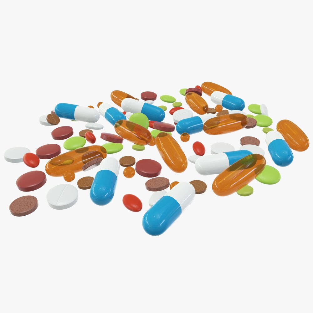 Medicine Pills in Various Colors and Sizes 3D model - Download Medical ...