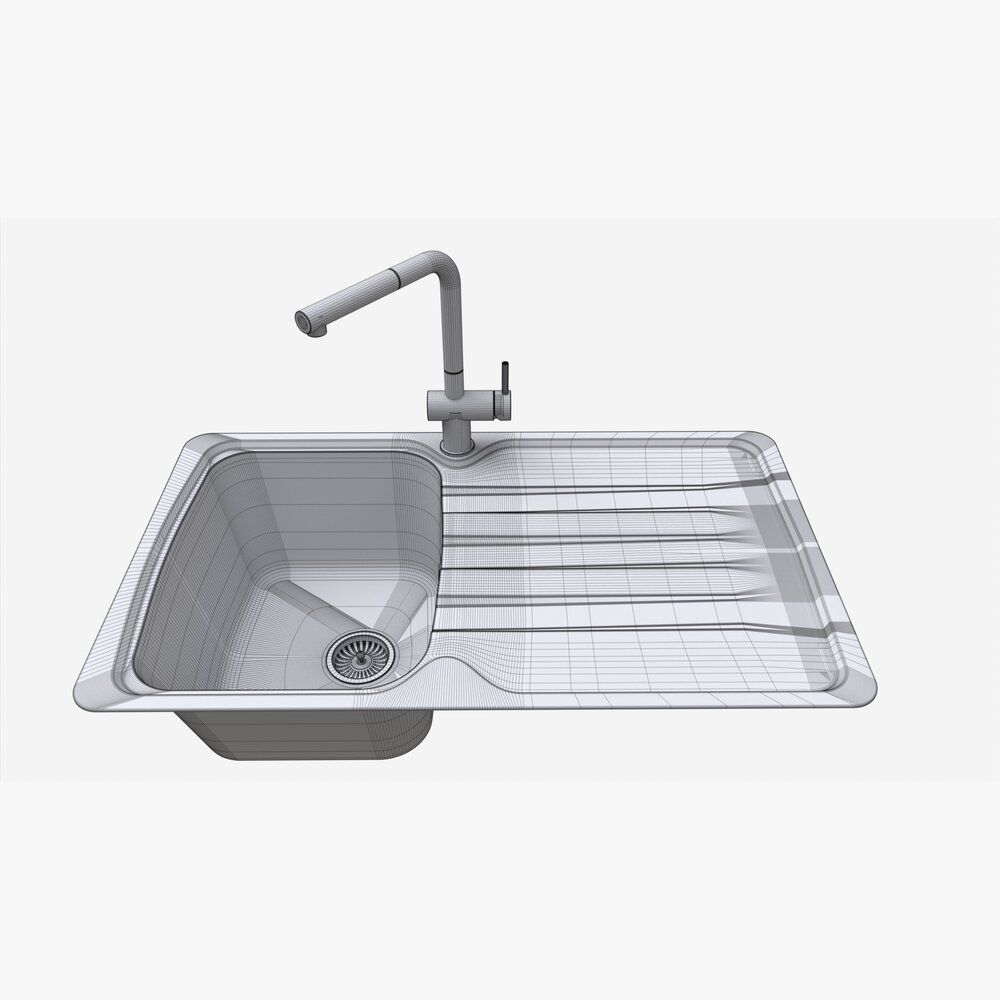 Kitchen Sink Faucet 01 Black Onyx 3D model - Download Bathroom Fixtures ...