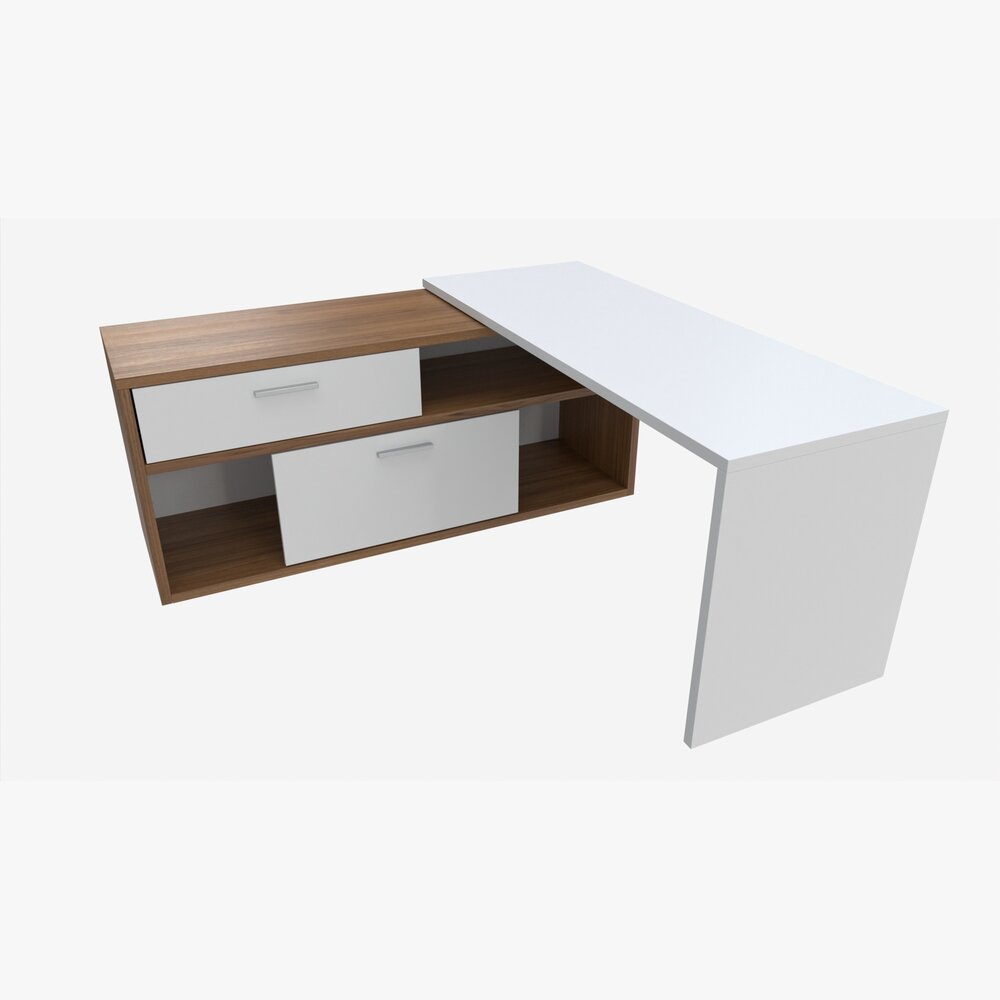 Office Desk L-shape 3D model - Download Table on 3DModels.org