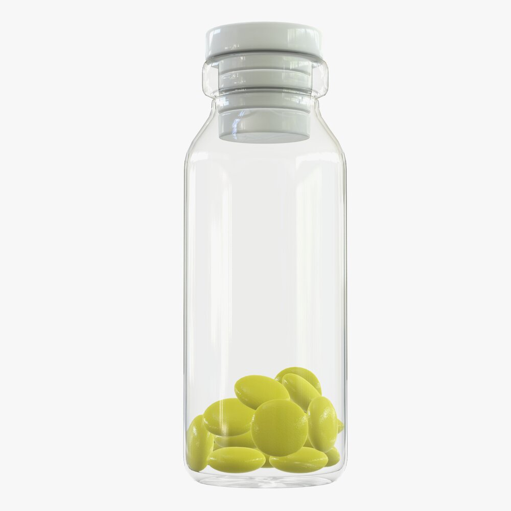 Medicine Small Glass Bottle With Pills 3D model - Download Medical ...