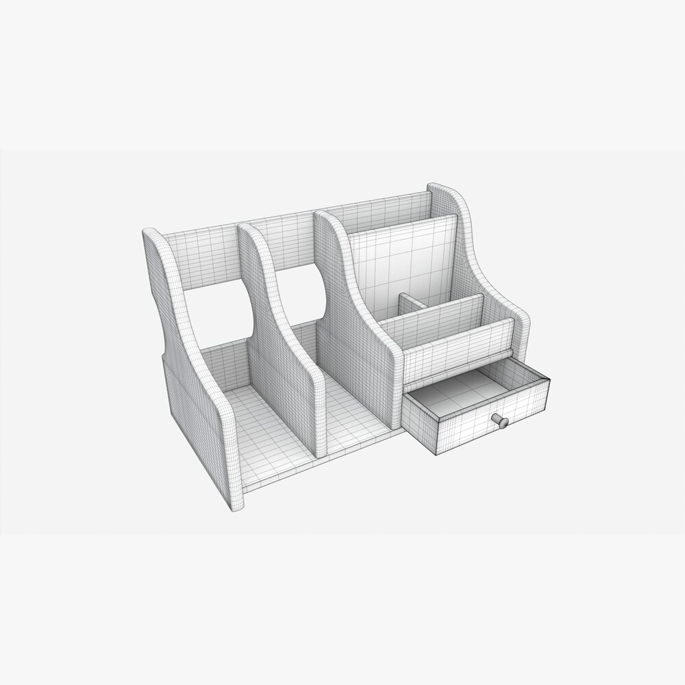 Wooden Desk Organizer 02 3D model - Download Stationery on 3DModels.org
