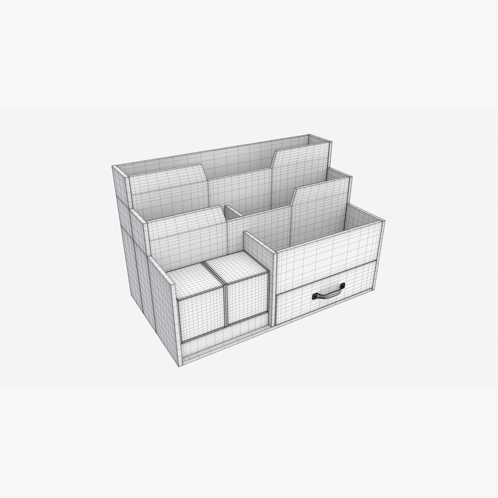 Wooden Desk Organizer 03 3D model - Download Stationery on 3DModels.org