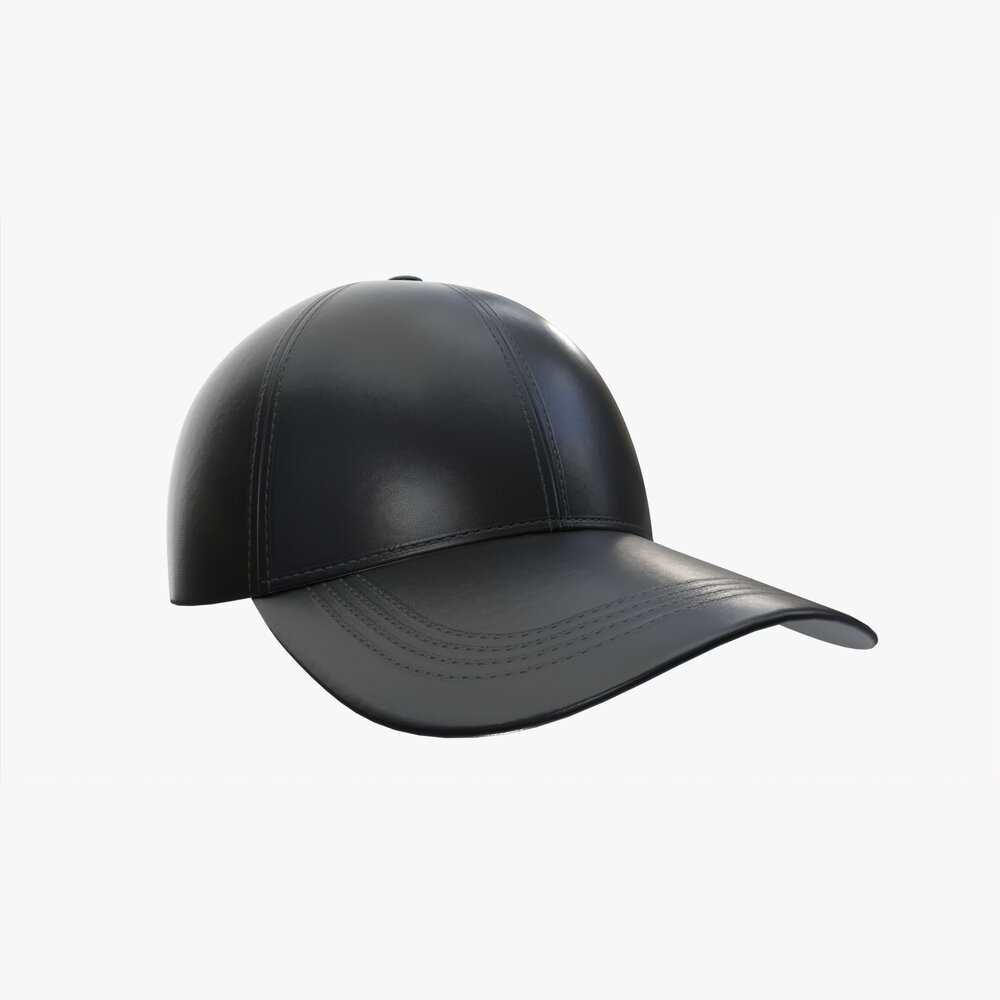 Baseball Cap Leather Mockup Black 3D model - Download Hats on 3DModels.org