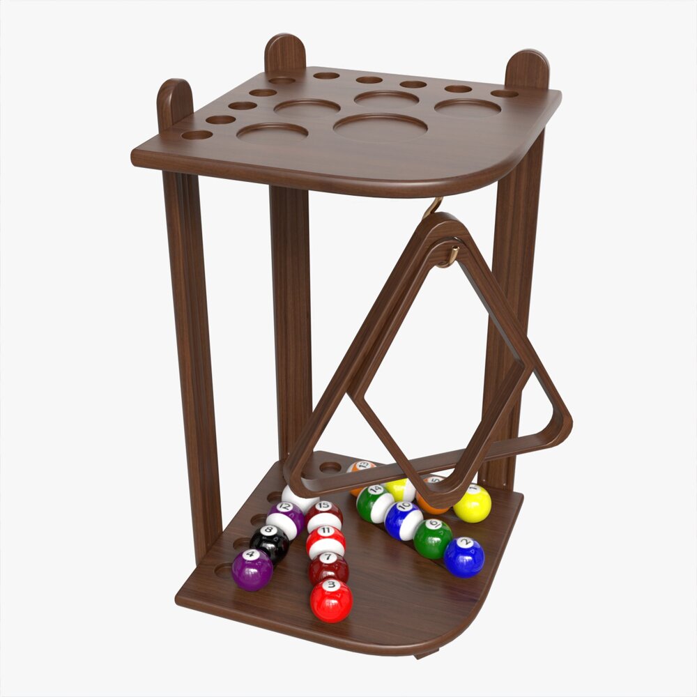 Billiard 10 Cue Corner Floor Rack Dark 3D model - Download Sports ...