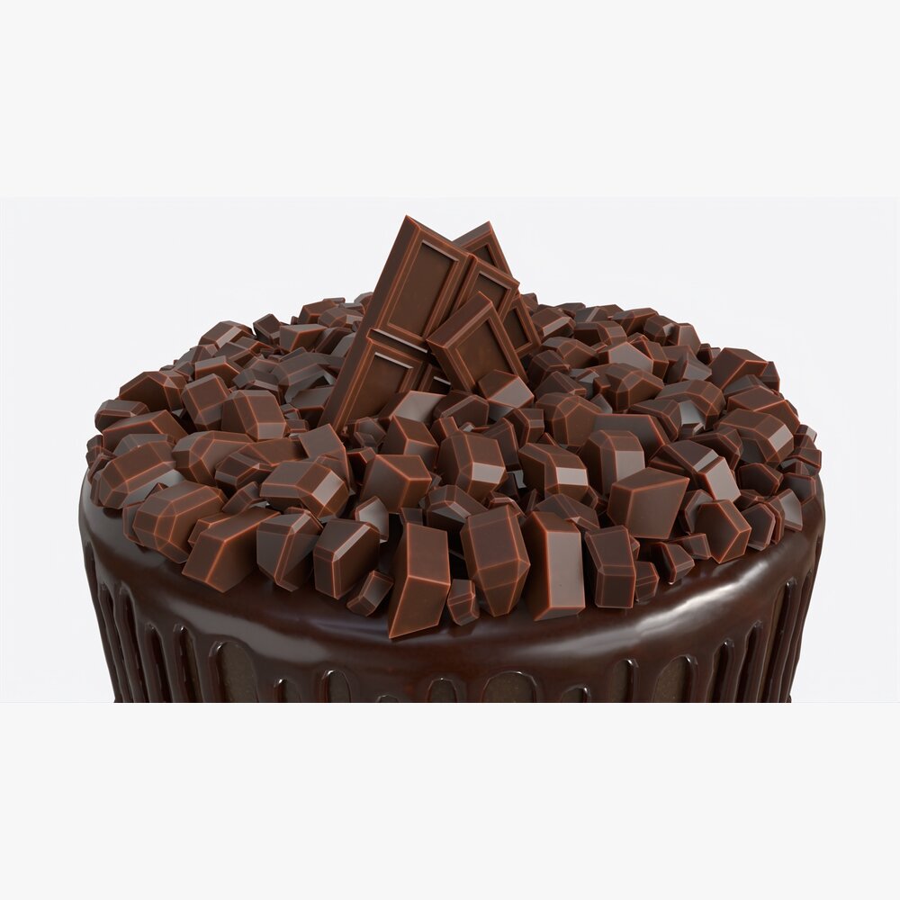 Chocolate Cake Decorated With Chocolate Pieces 3D model - Download ...