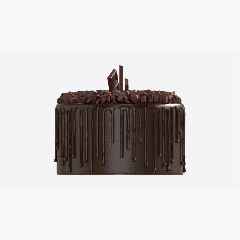 Chocolate Cake Decorated With Chocolate Pieces 3D model - Download ...