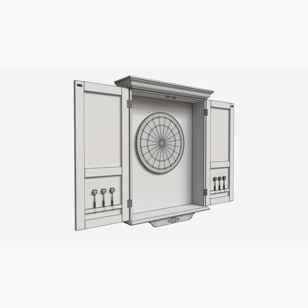 Dartboard Cabinet Classic Open 3D model - Download Sports Equipment on ...