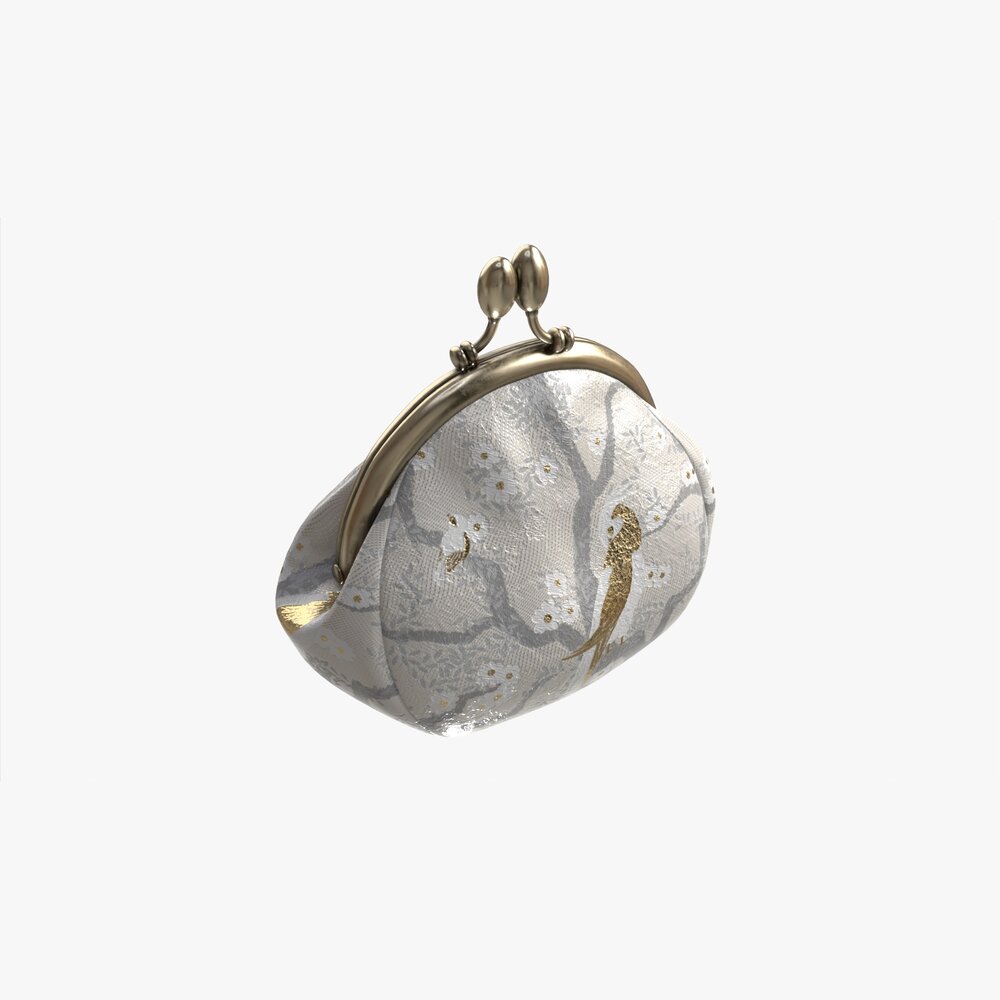Floral Fabric Coin Purse with Gold Clasp 3D model - Download ...