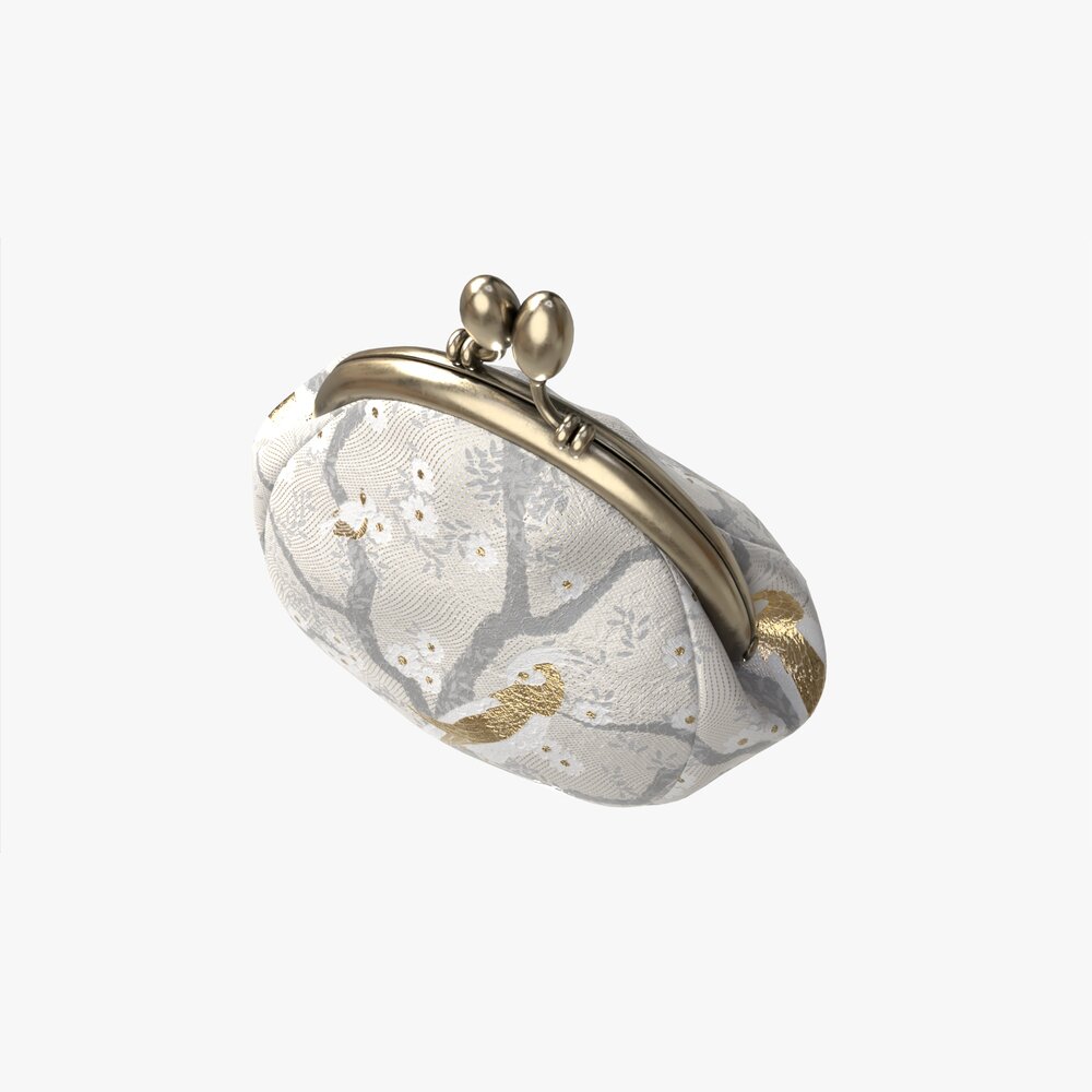 Floral Fabric Coin Purse with Gold Clasp 3D model - Download ...