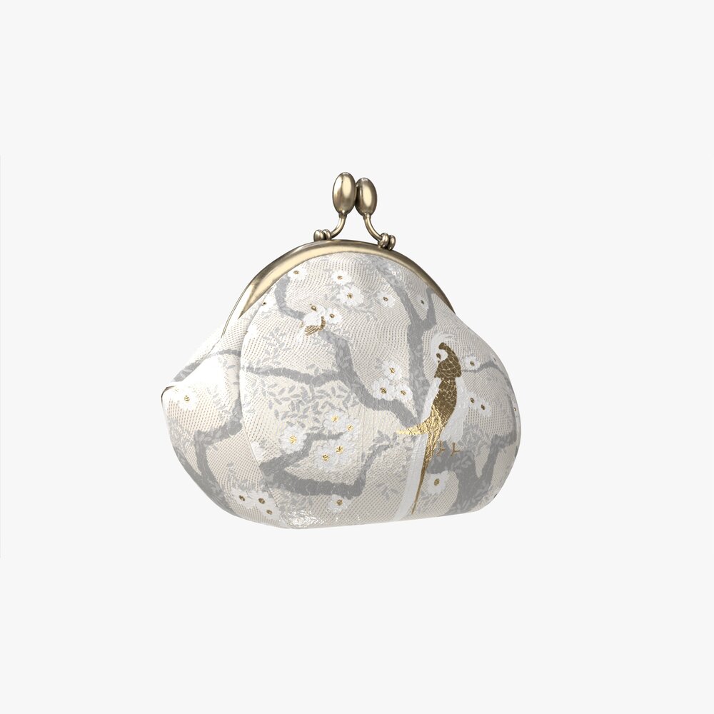 Floral Fabric Coin Purse with Gold Clasp 3D model - Download ...