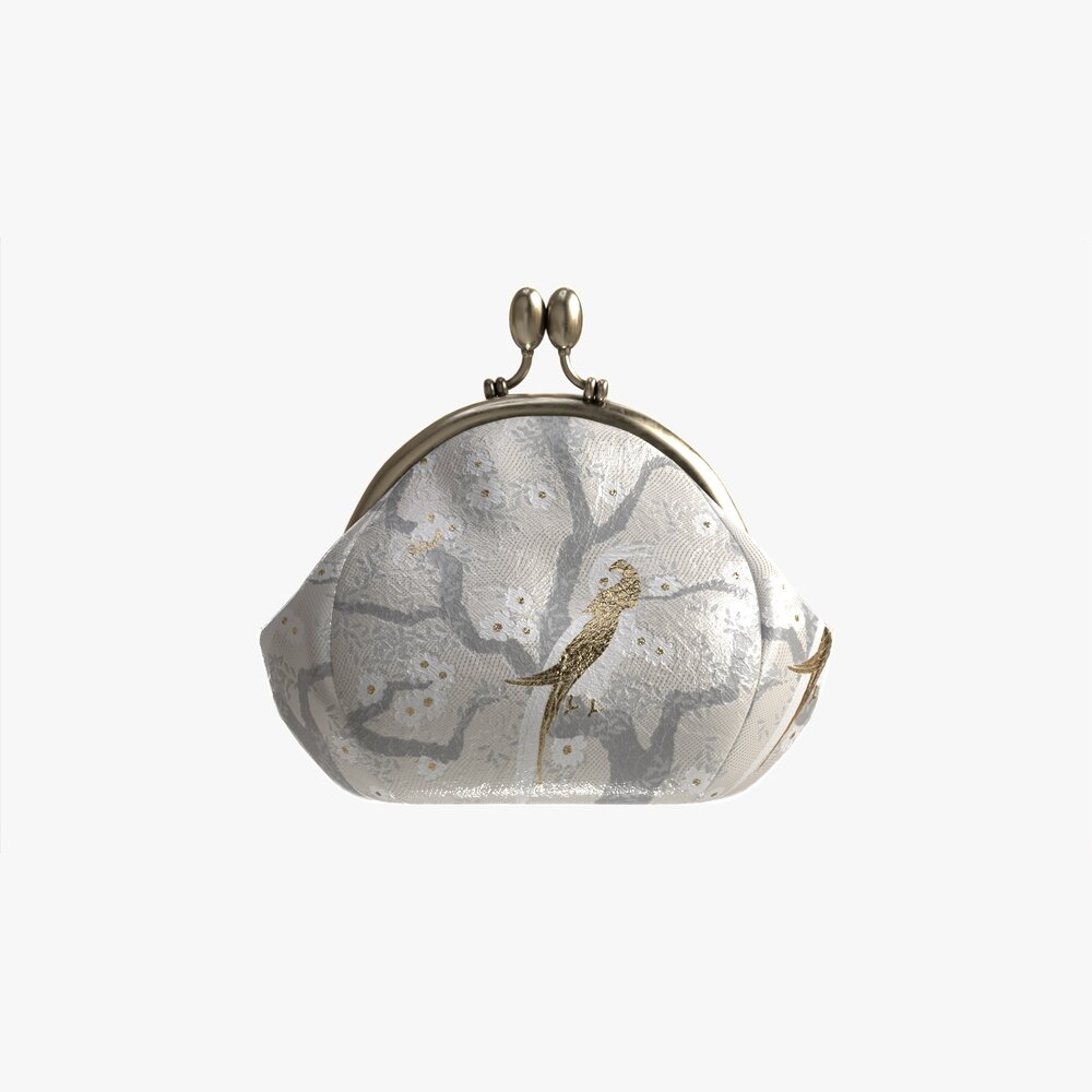 Floral Fabric Coin Purse with Gold Clasp 3D model - Download ...