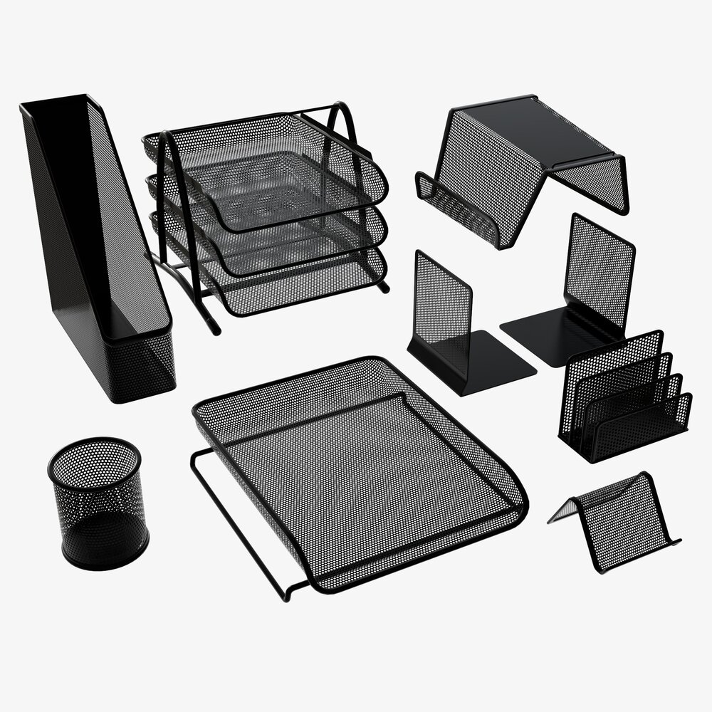 Desk Organizer Set 3D model - Download Stationery on 3DModels.org
