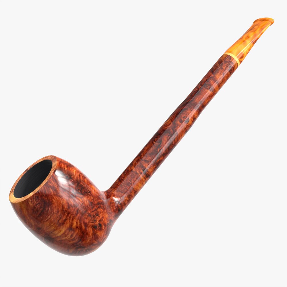 Briar Wood Straight Smoking Pipe with Bowl 3D model - Download Hobbies ...