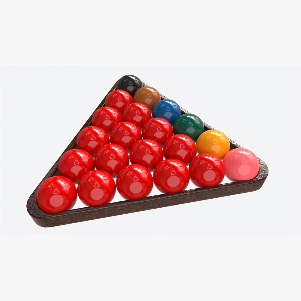 Snooker Ball Set With Triangle 3D model - Download Sports Equipment on ...