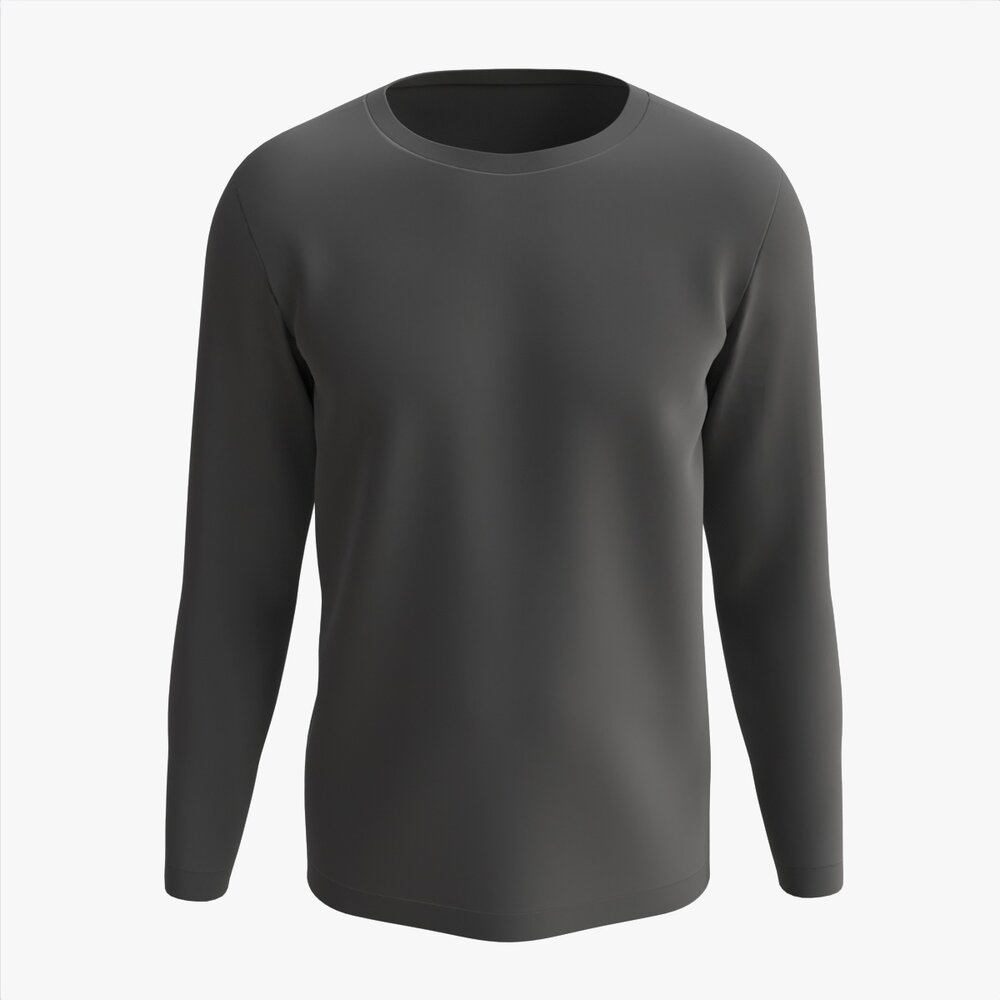 Men’s Black Sweatshirt Mockup with Long Sleeves 3D model - Download ...