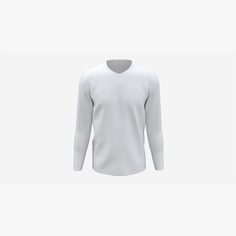 Men’s White V-Neck Pullover Sweatshirt with Fitted Sleeves 3D model ...