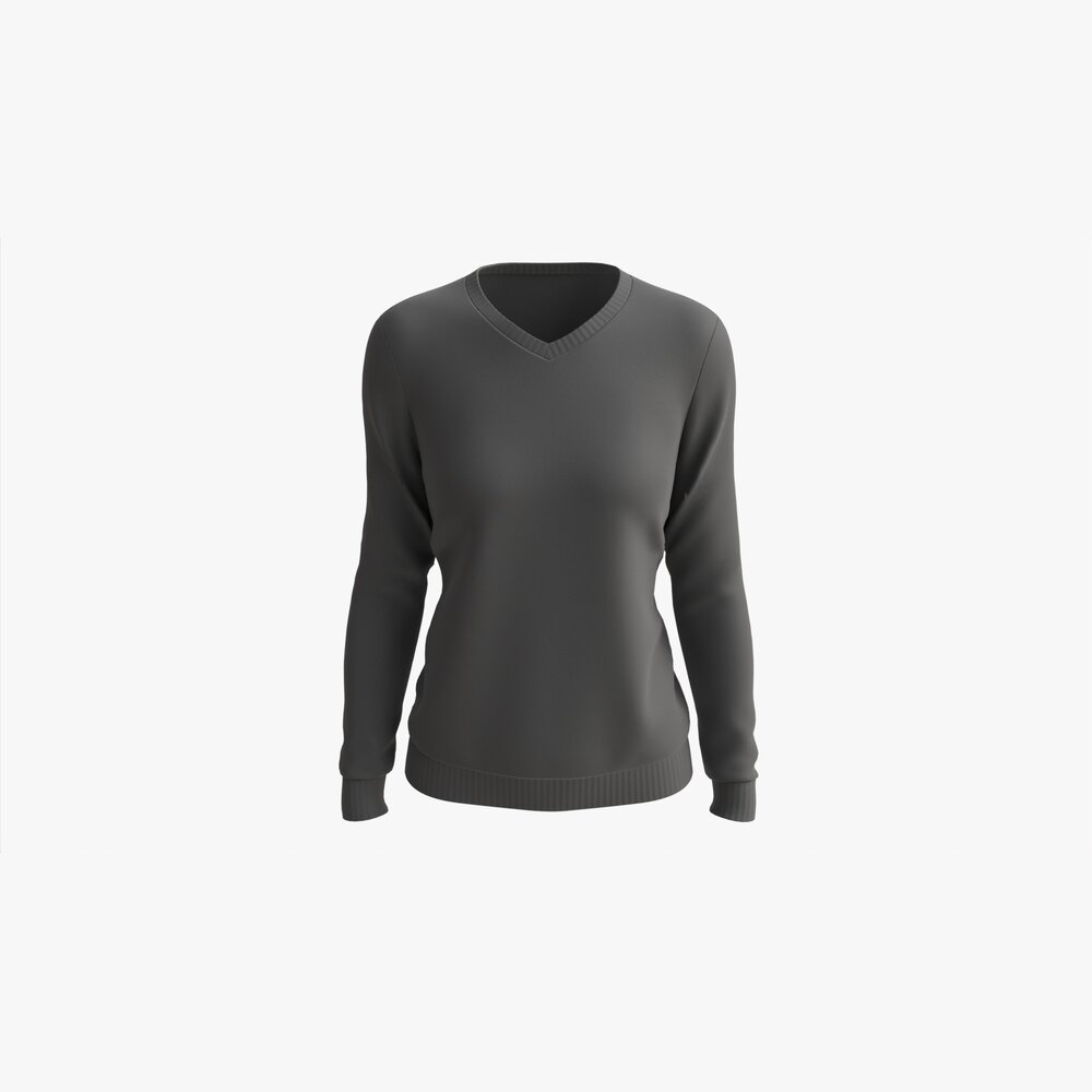 Women’s V-Neck Fitted Sweatshirt with Ribbed Cuffs 3D model - Download ...