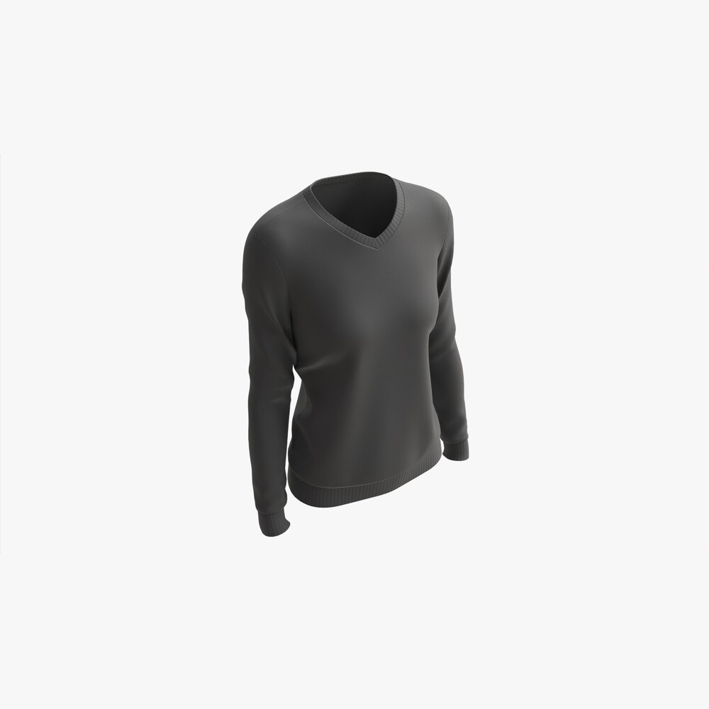 Women’s V-Neck Fitted Sweatshirt with Ribbed Cuffs 3D model - Download ...